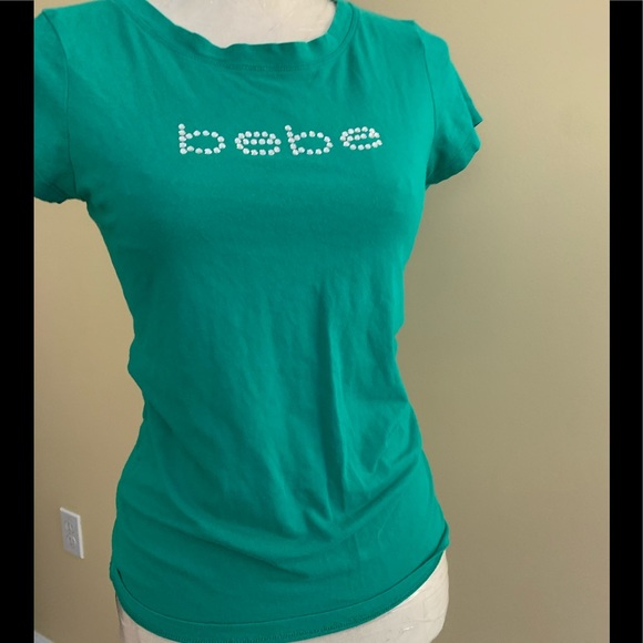 bebe | Tops | Bebe Logo Rhinestone T Shirt | Poshmark